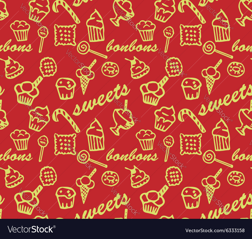 Sweets red pattern Royalty Free Vector Image - VectorStock