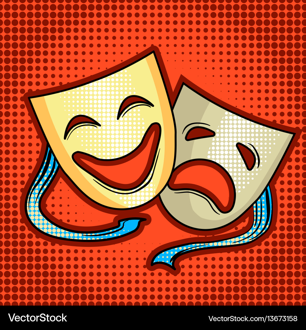 Theatrical masks comic book style Royalty Free Vector Image