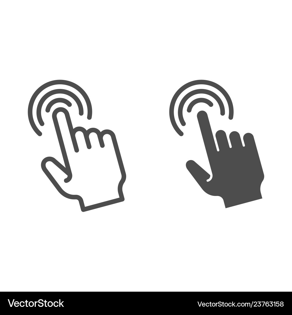 Touch screen line and glyph icon tap Royalty Free Vector