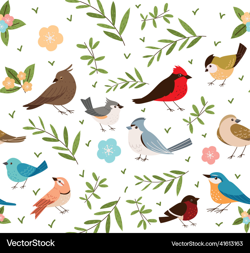 Birds and floral style Royalty Free Vector Image