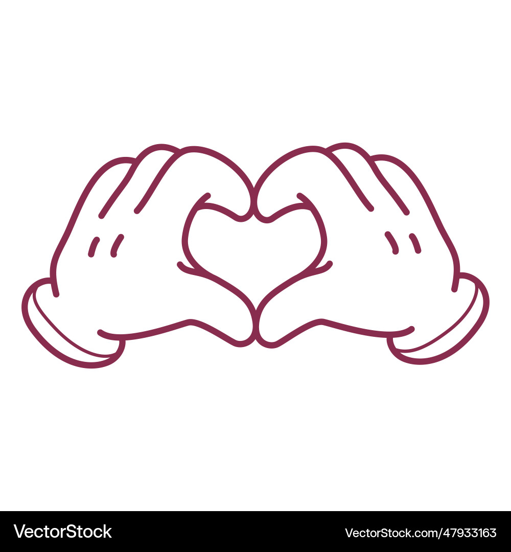 Cartoon hands forming heart stroke Royalty Free Vector Image