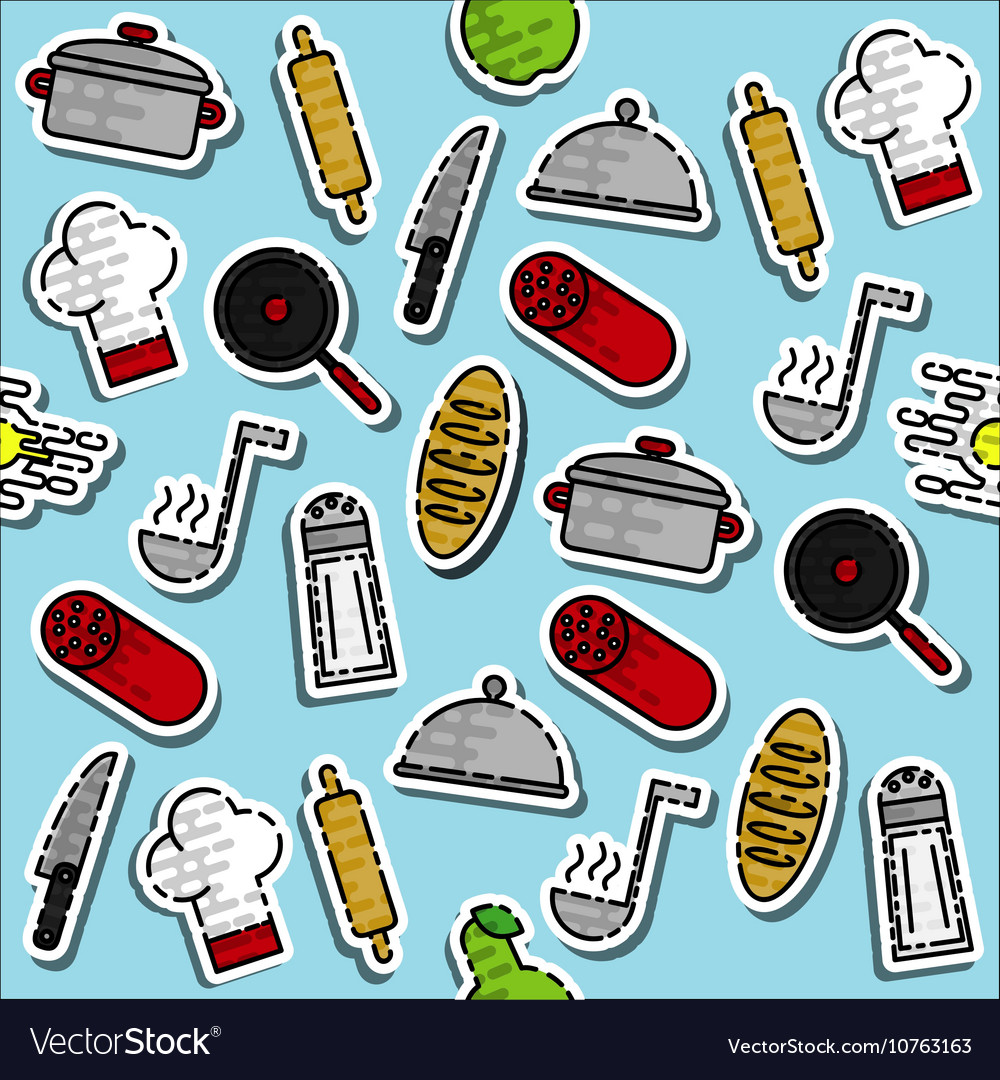 Colored cooking pattern Royalty Free Vector Image