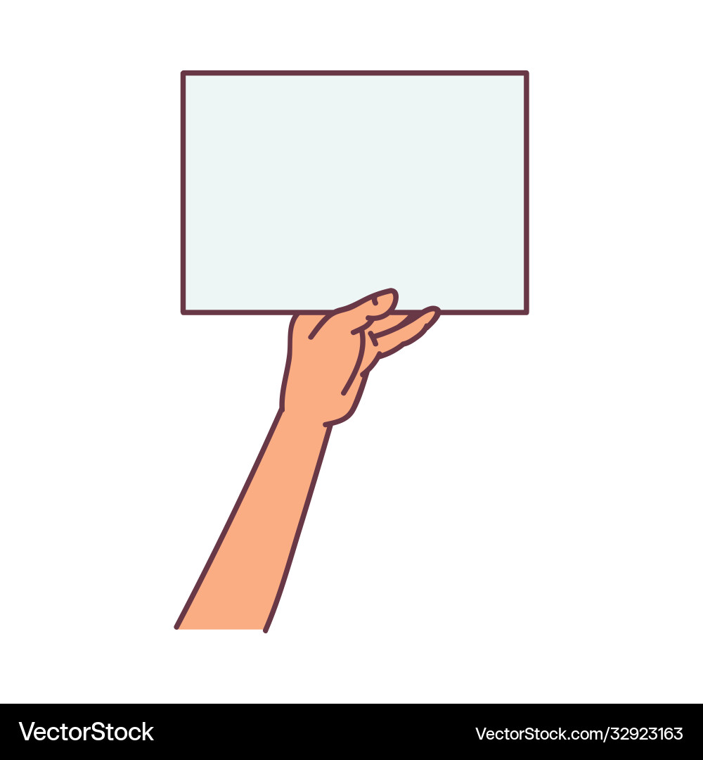 Hand with empty horizontal banner sketch cartoon Vector Image