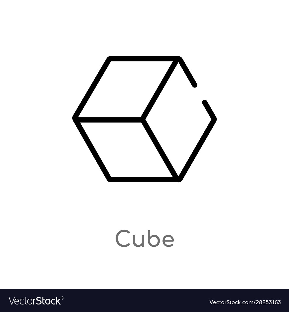 Outline cube icon isolated black simple line Vector Image