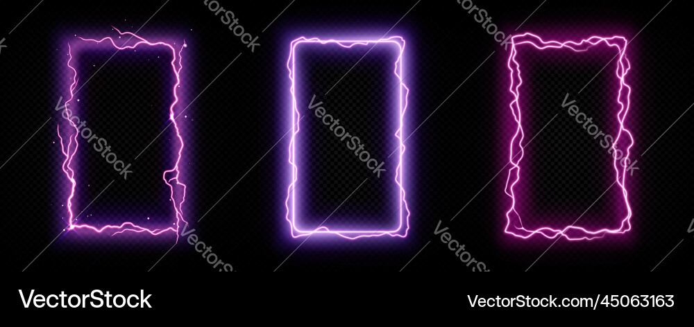 Rectangle frames with purple lightnings Royalty Free Vector