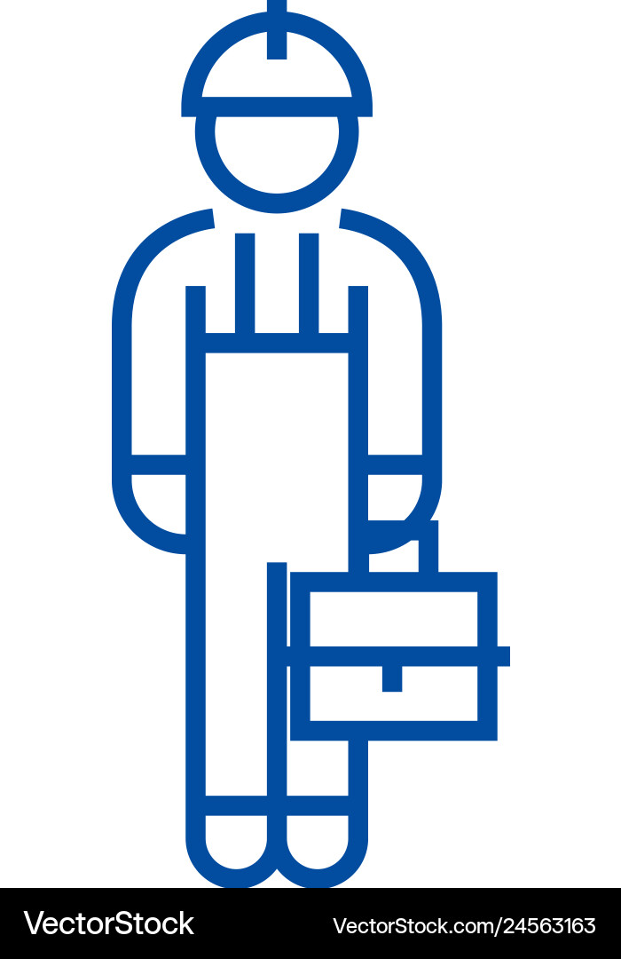 Repair man line icon concept flat Royalty Free Vector Image