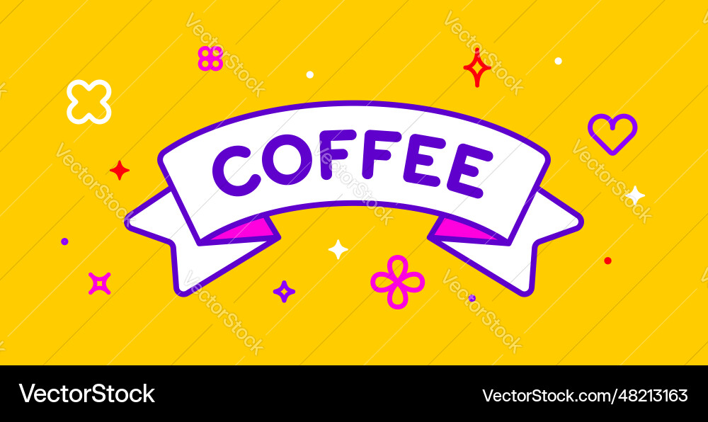 Ribbon and banner coffee Royalty Free Vector Image