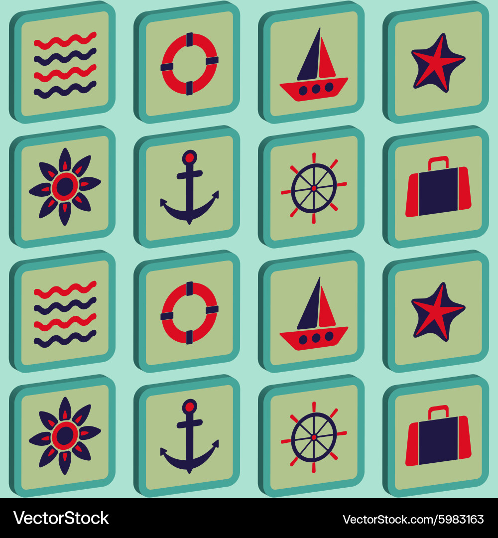 Seamless background with sea icons Royalty Free Vector Image