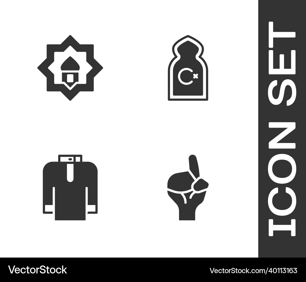 Set hands in praying position muslim mosque Vector Image