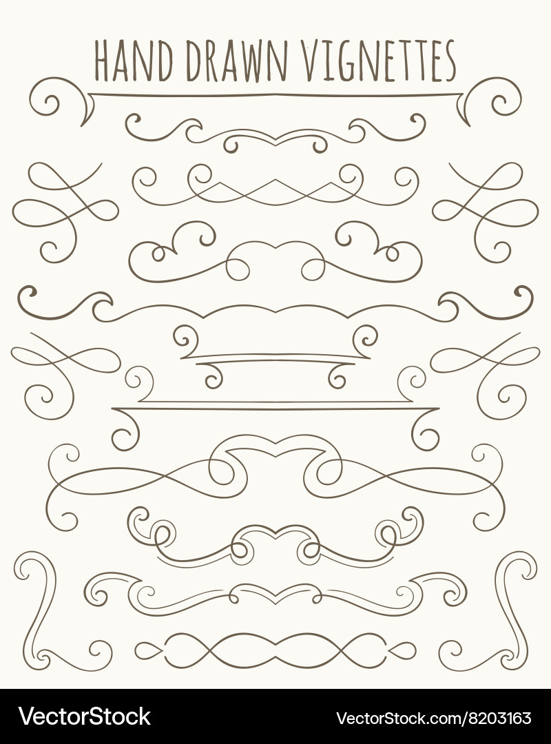 Set of hand drawn vignettes Royalty Free Vector Image