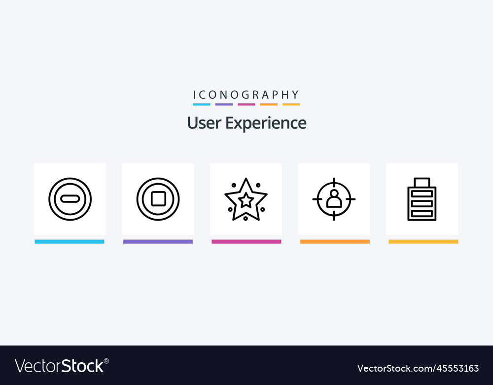 User experience line 5 icon pack including pause Vector Image