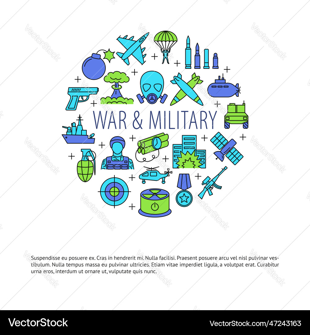 War and military round banner Royalty Free Vector Image