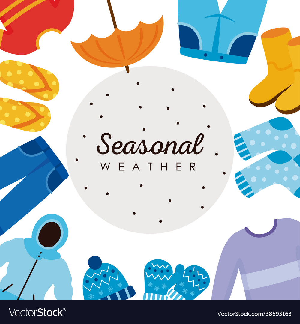 Weather seasons icons around Royalty Free Vector Image