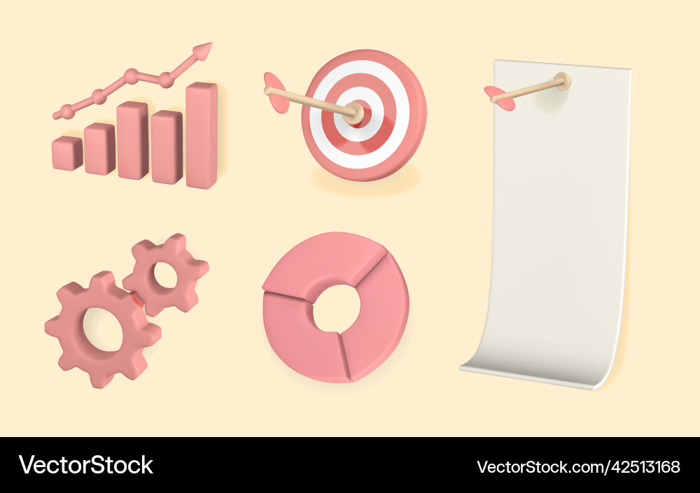 3d cute cartoon business graph on application Vector Image