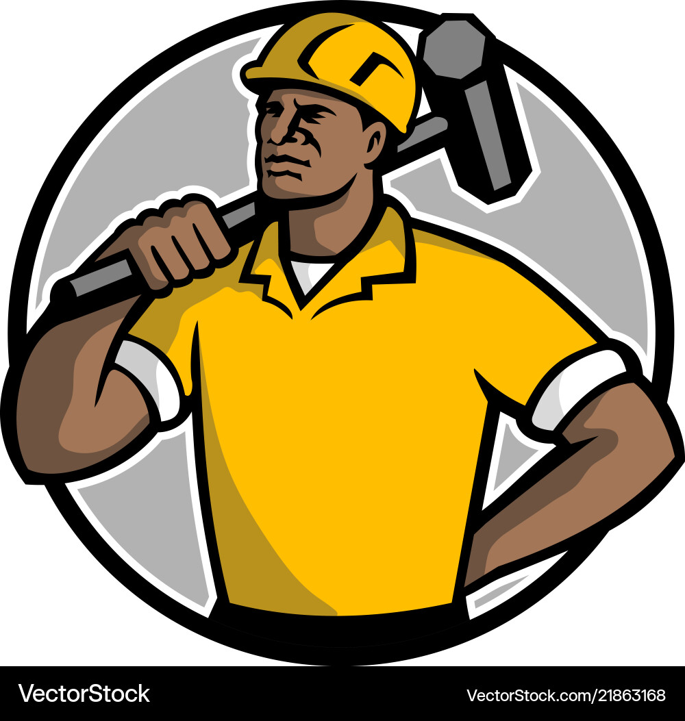 African american demolition worker mascot Vector Image