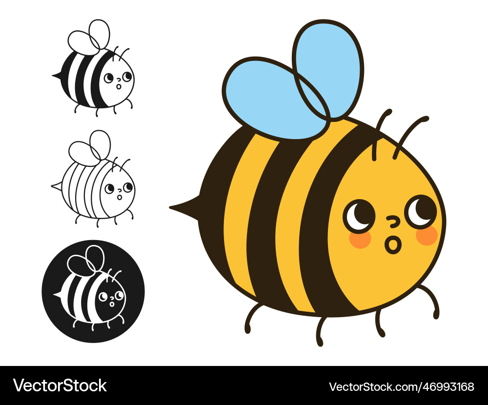 Bee honey insect characters cartoon set comics Vector Image