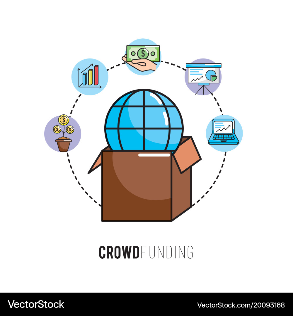 Crowdfunding strategy project to finance support Vector Image