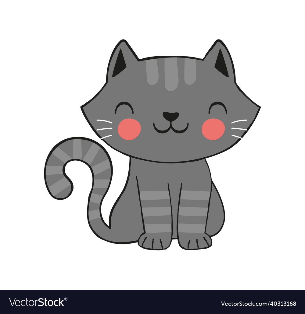 Cute grey cat Royalty Free Vector Image - VectorStock