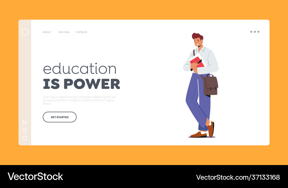 Education is power landing page template young Vector Image