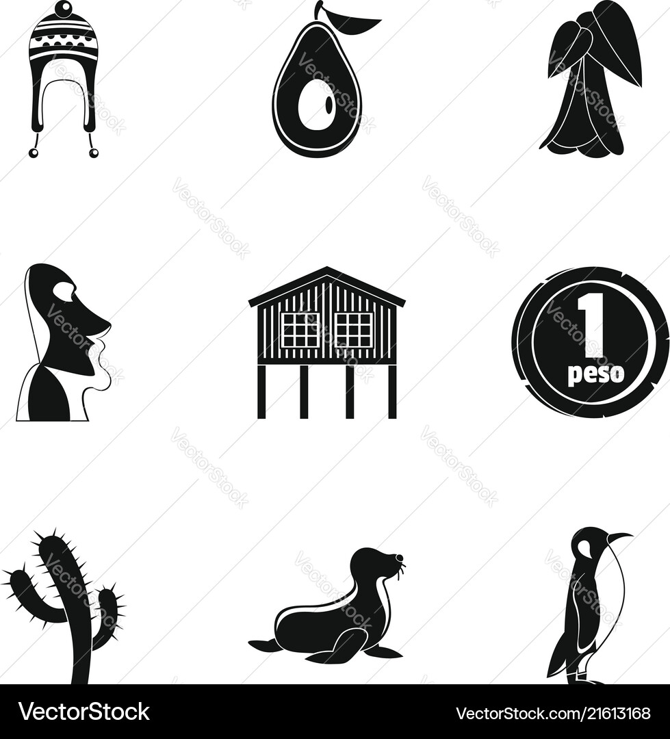 Foreign land icons set simple style Royalty Free Vector