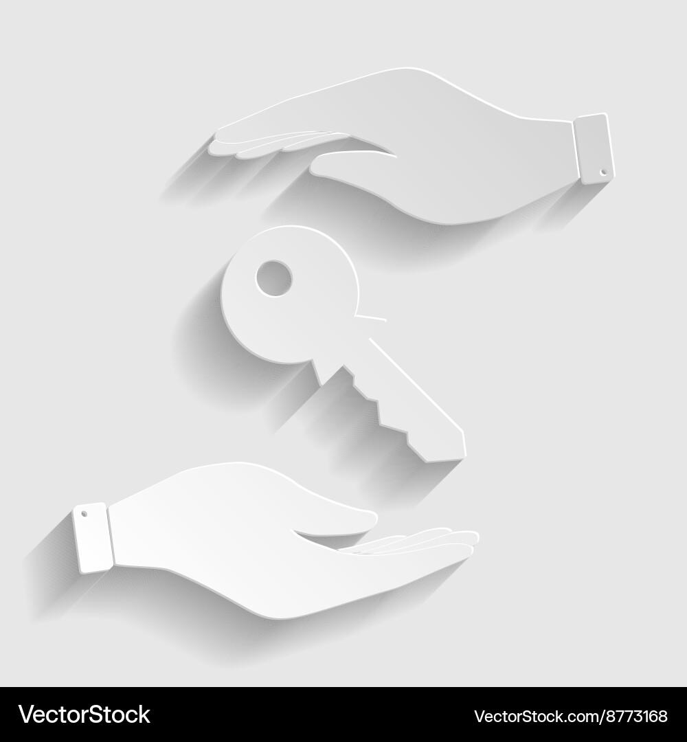 Key sign paper style icon Royalty Free Vector Image