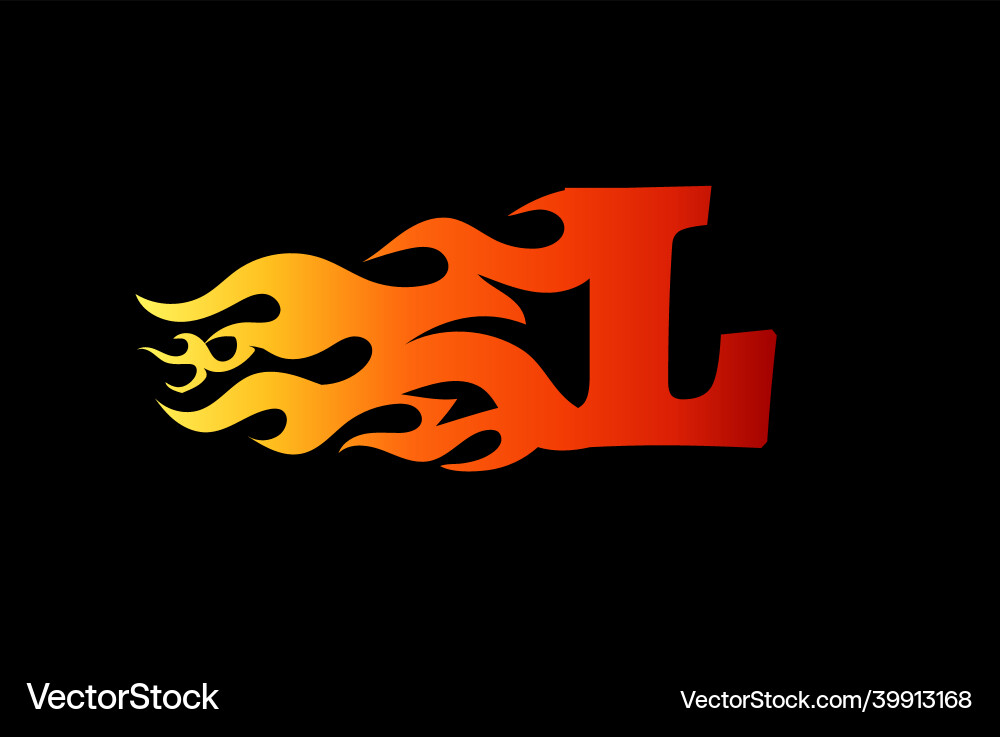 New fire letter l logo design template Royalty Free Vector