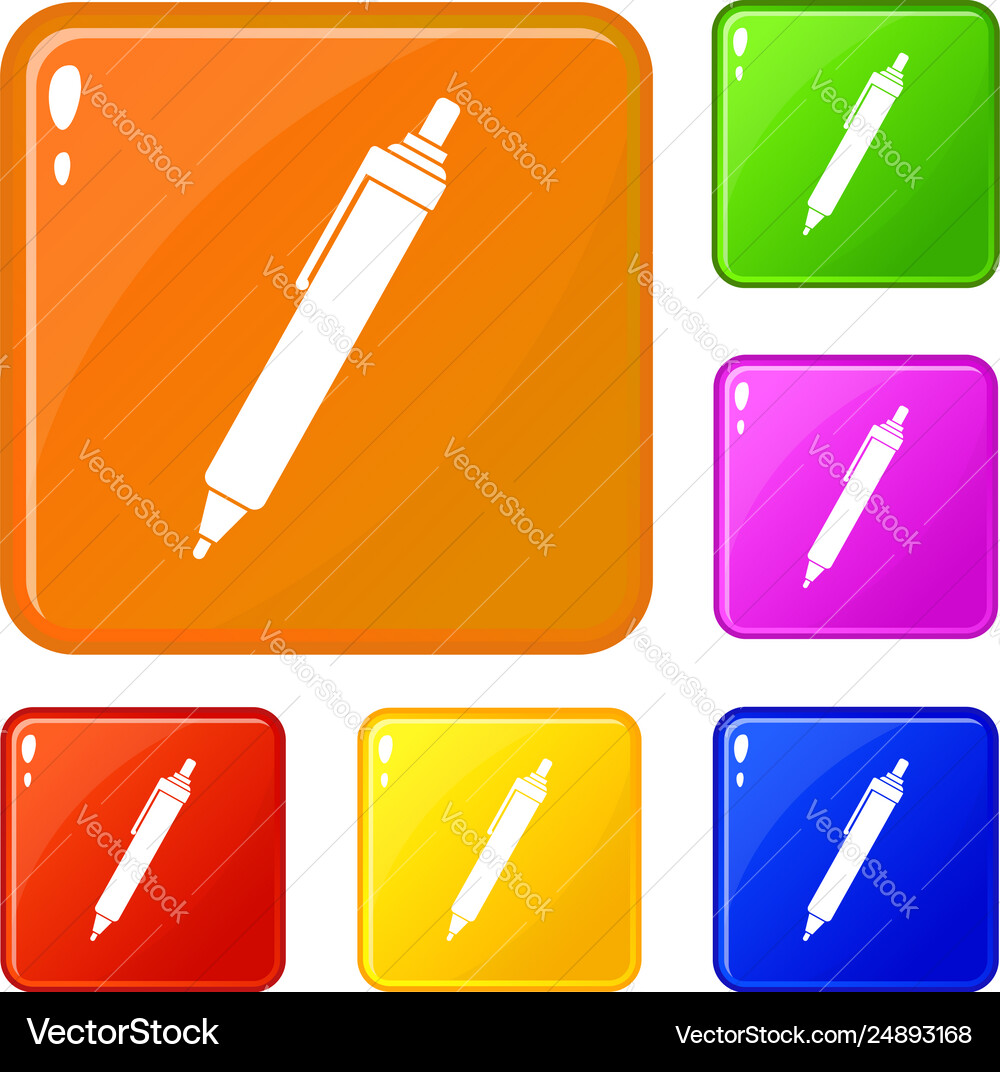 Pen icons set color Royalty Free Vector Image - VectorStock