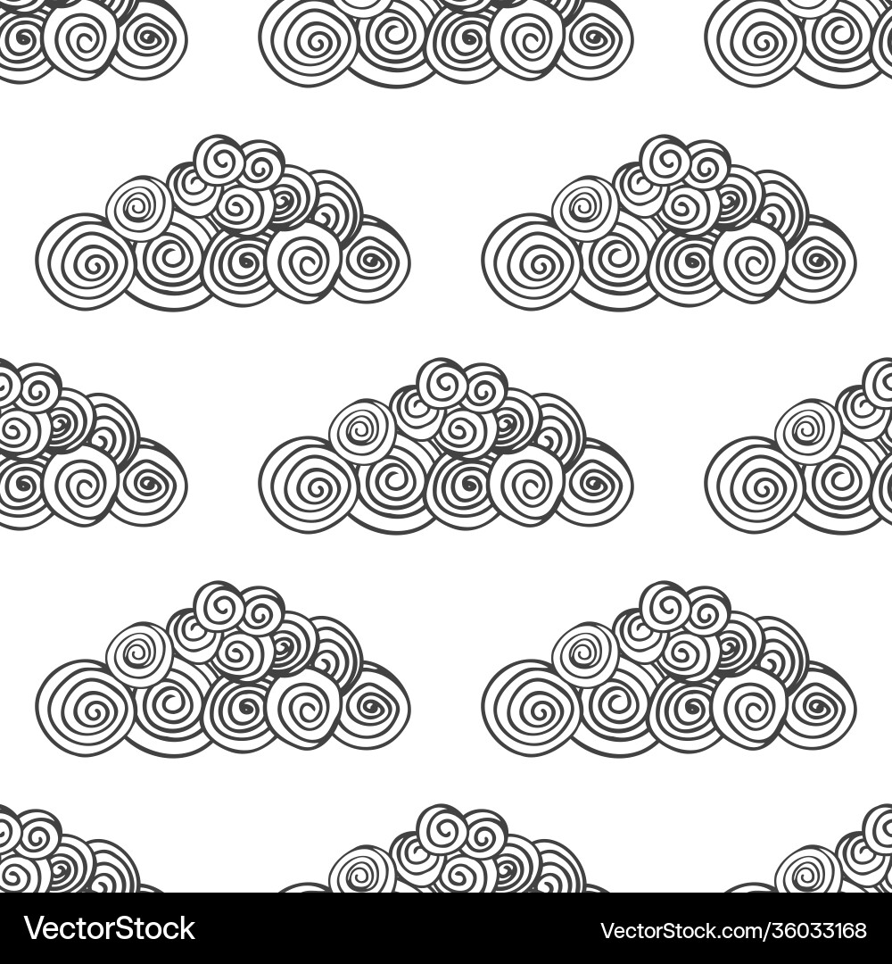 Seamless pattern with swirl funny clouds Vector Image