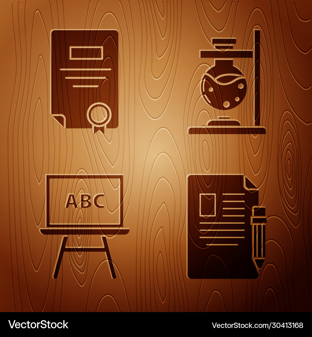 Set exam sheet and pencil with eraser certificate Vector Image