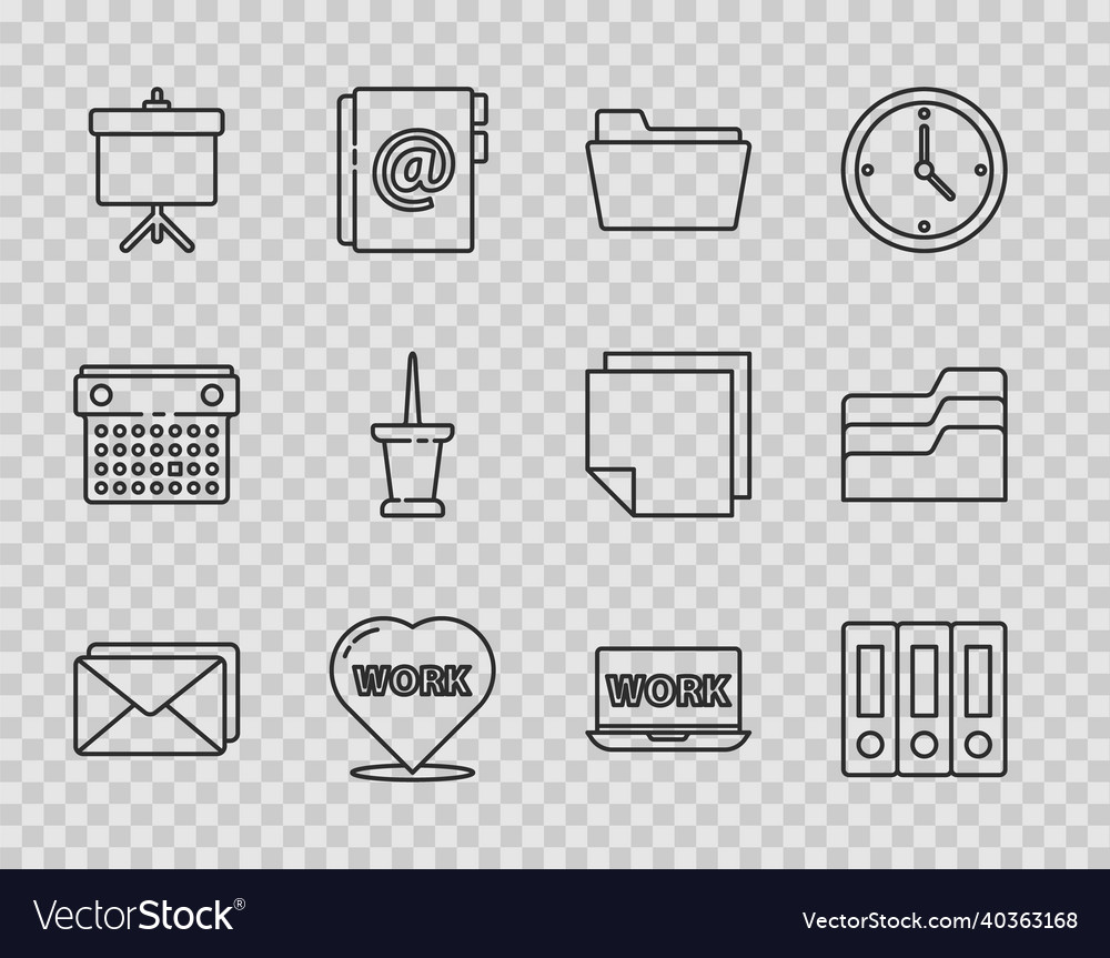 Set line envelope office folders document heart Vector Image Set line envelope office folders document heart Vector Image