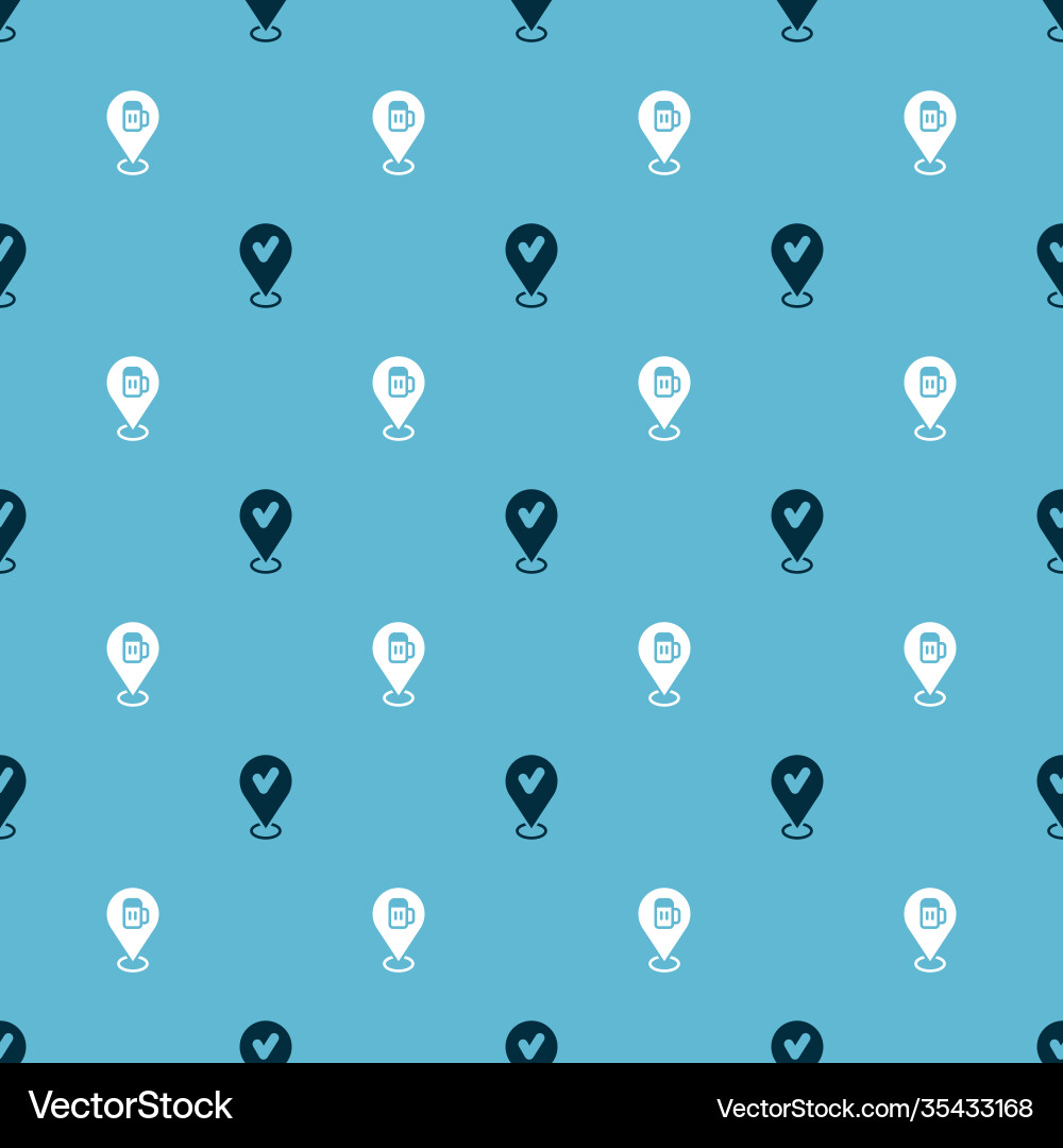 Set location with check mark and alcohol or beer Vector Image