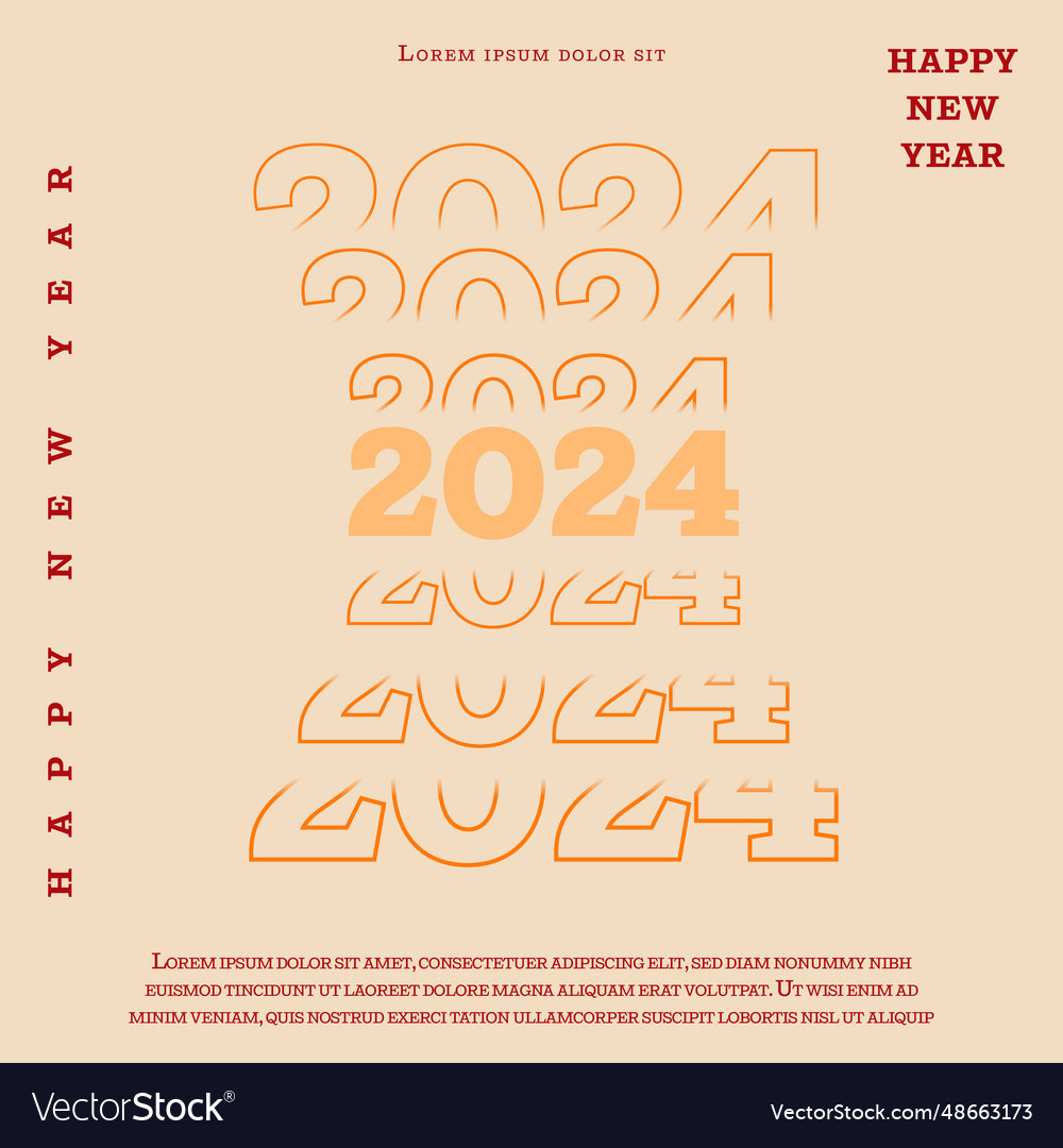 2024 happy new year template with colorful letter Vector Image