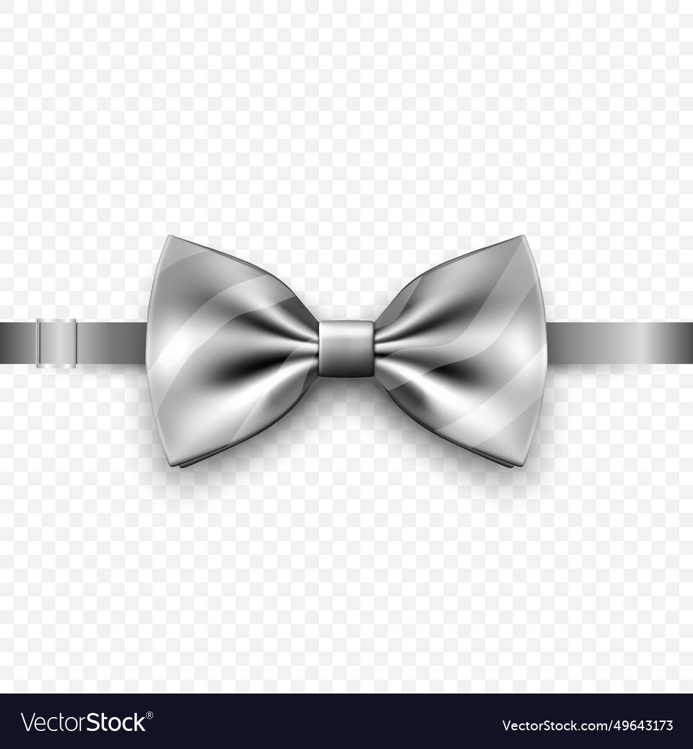 3d realistic gray silver bow tie closeup Vector Image