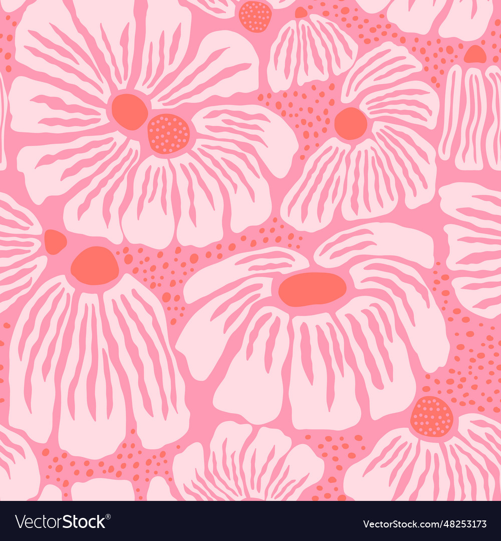 Abstract pink style floral seamless pattern hand Vector Image
