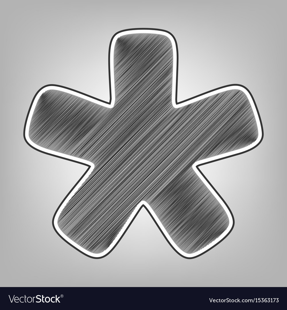 Asterisk star sign pencil sketch Royalty Free Vector Image