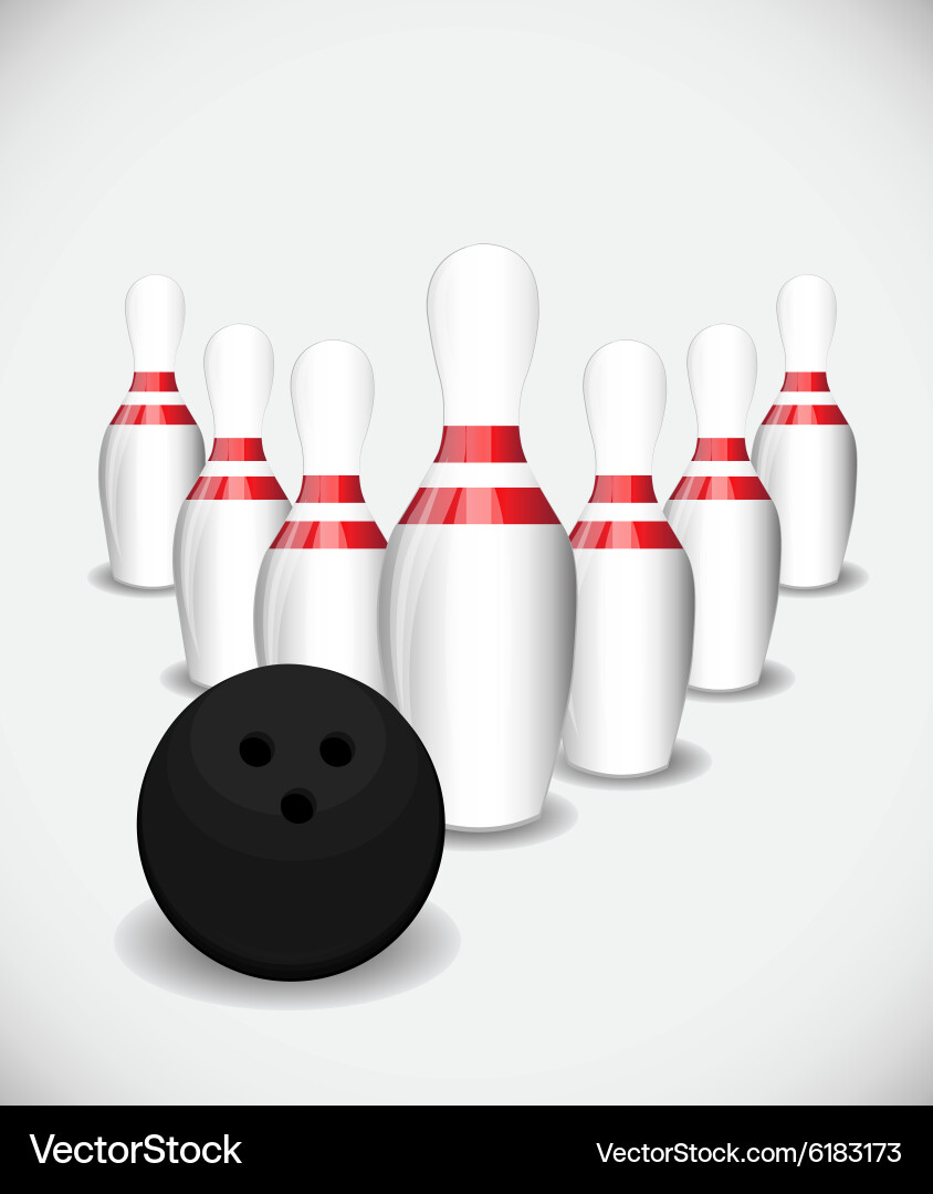 Bowling pins and ball Royalty Free Vector Image