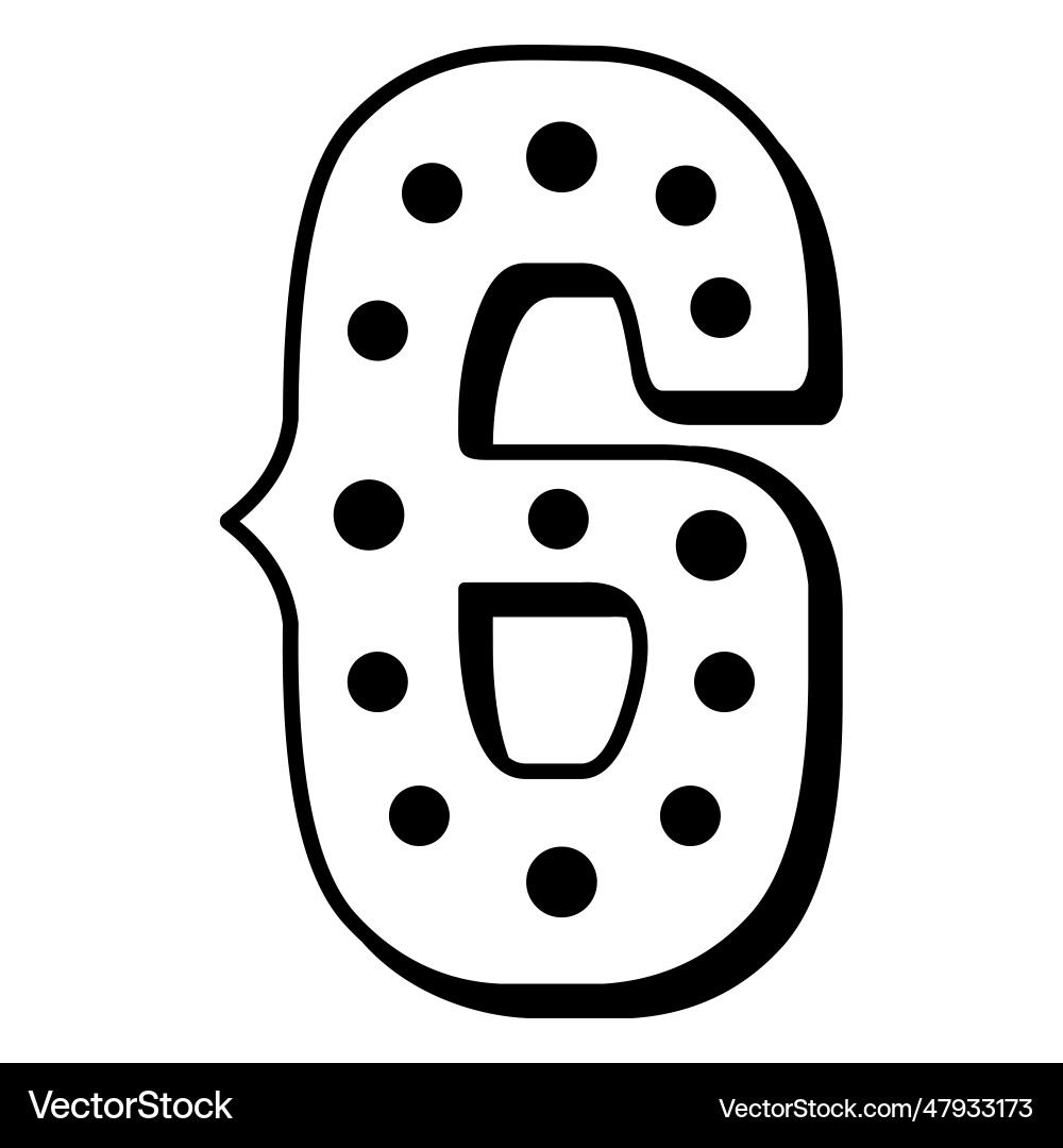 Carnival number six monochrome Royalty Free Vector Image