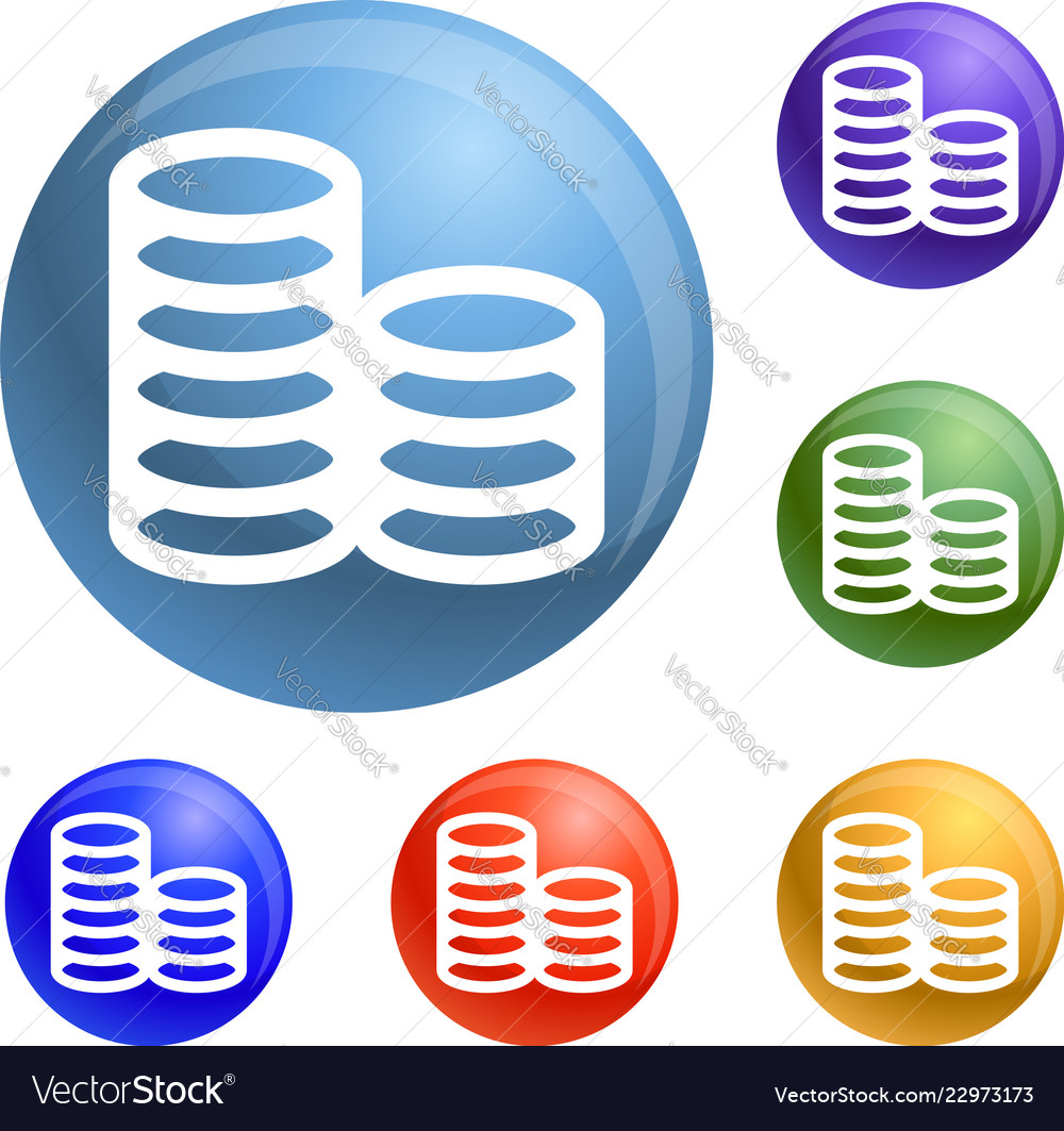 Coin stack icons set Royalty Free Vector Image