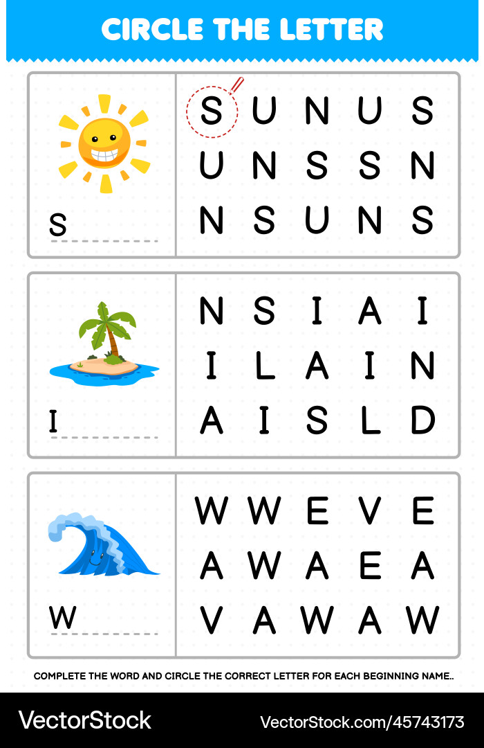 Education game for children circle the beginning Vector Image