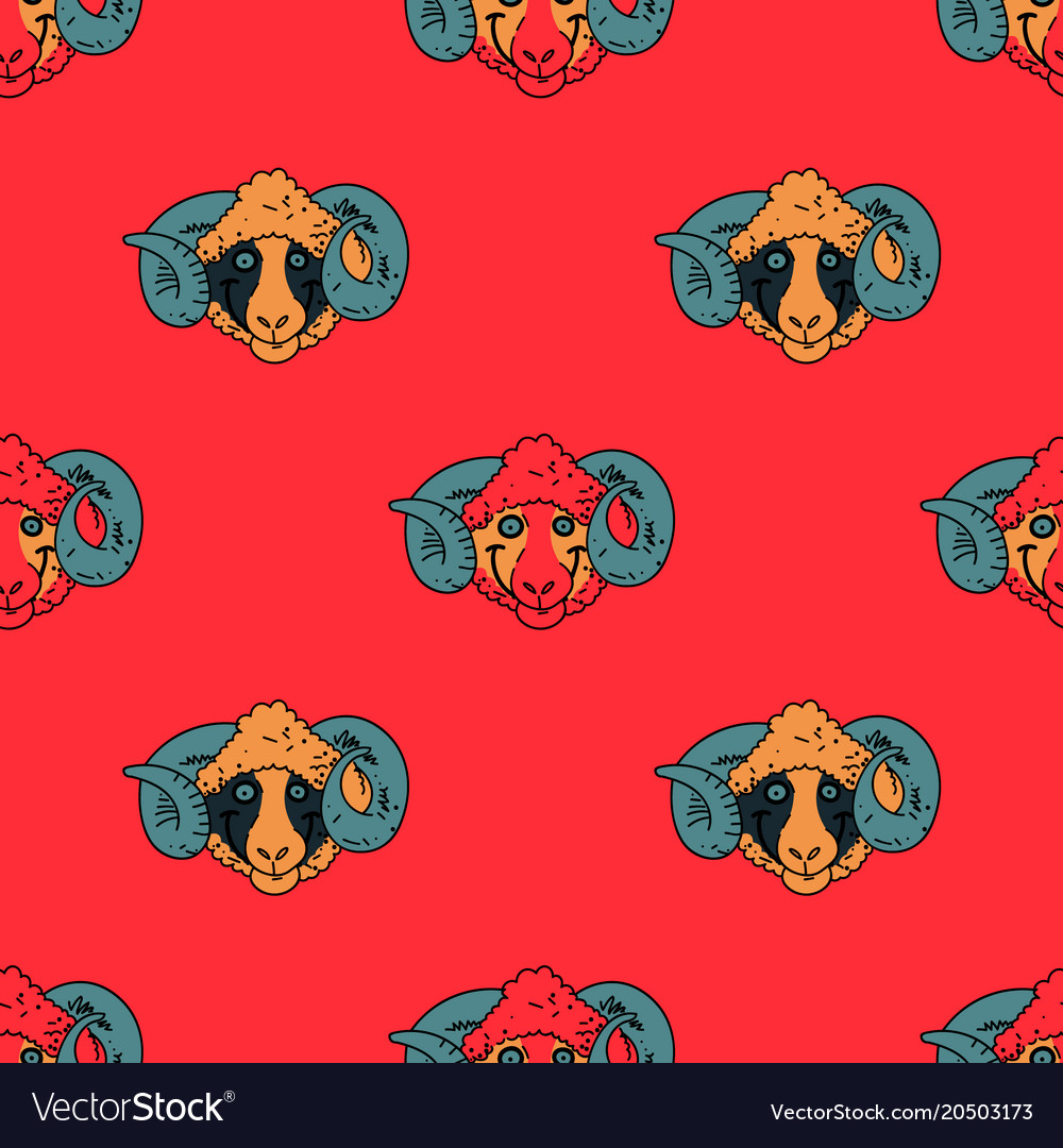 Funky ram seamless pattern Royalty Free Vector Image