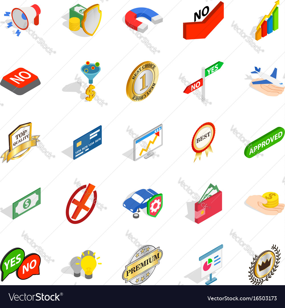 Guide icons set isometric style Royalty Free Vector Image