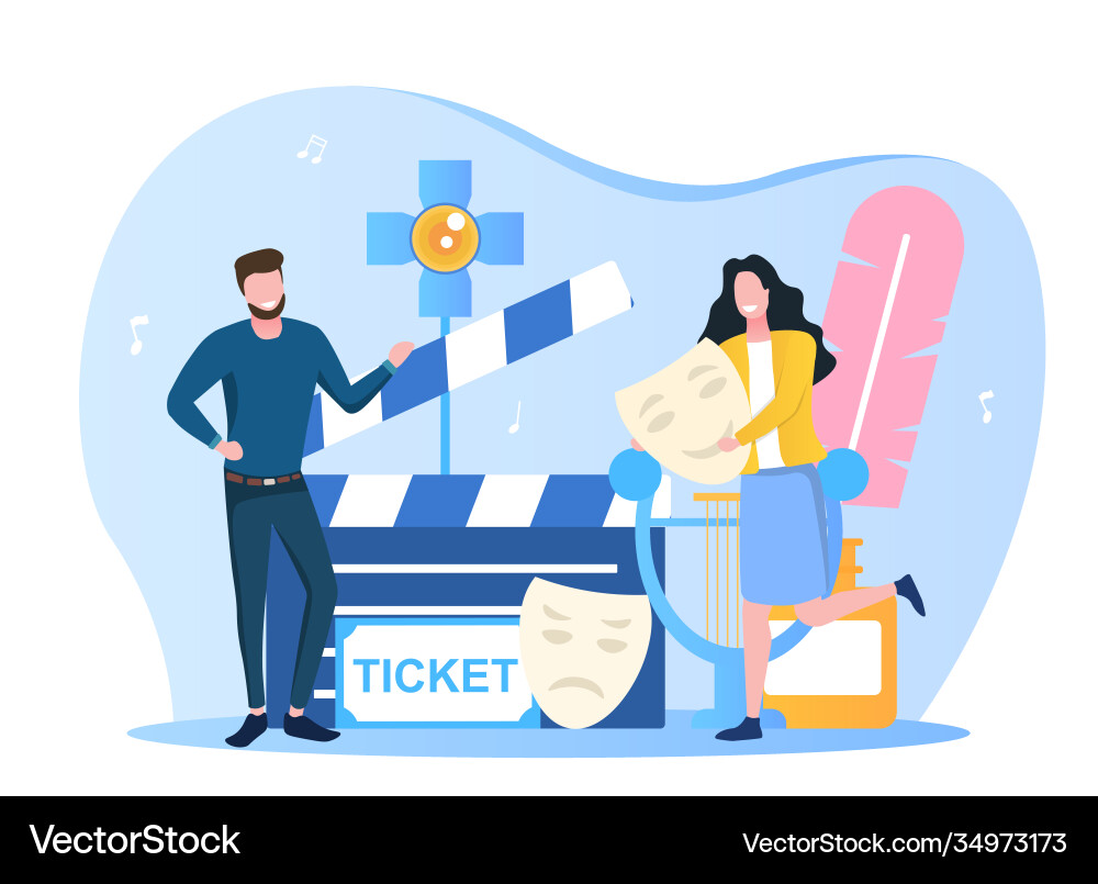 Man and woman representing dramatic art Royalty Free Vector