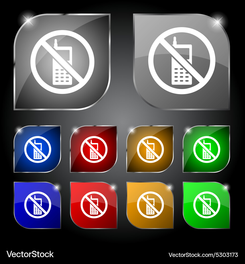 Mobile phone is prohibited icon sign set ten Vector Image
