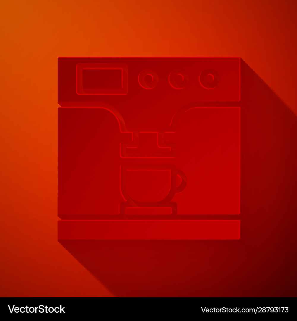 Paper cut coffee machine and coffee cup icon Vector Image
