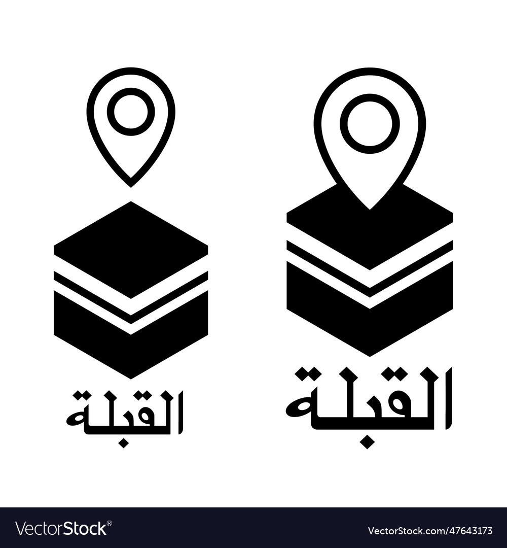 Qibla location - muslim shrine direction Vector Image