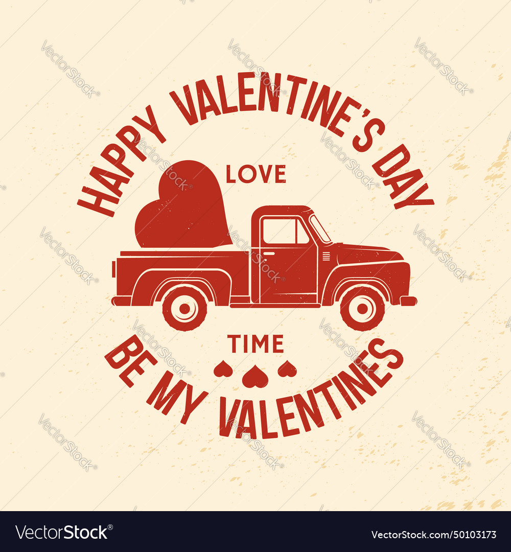 Valentines day truck vintage Royalty Free Vector Image