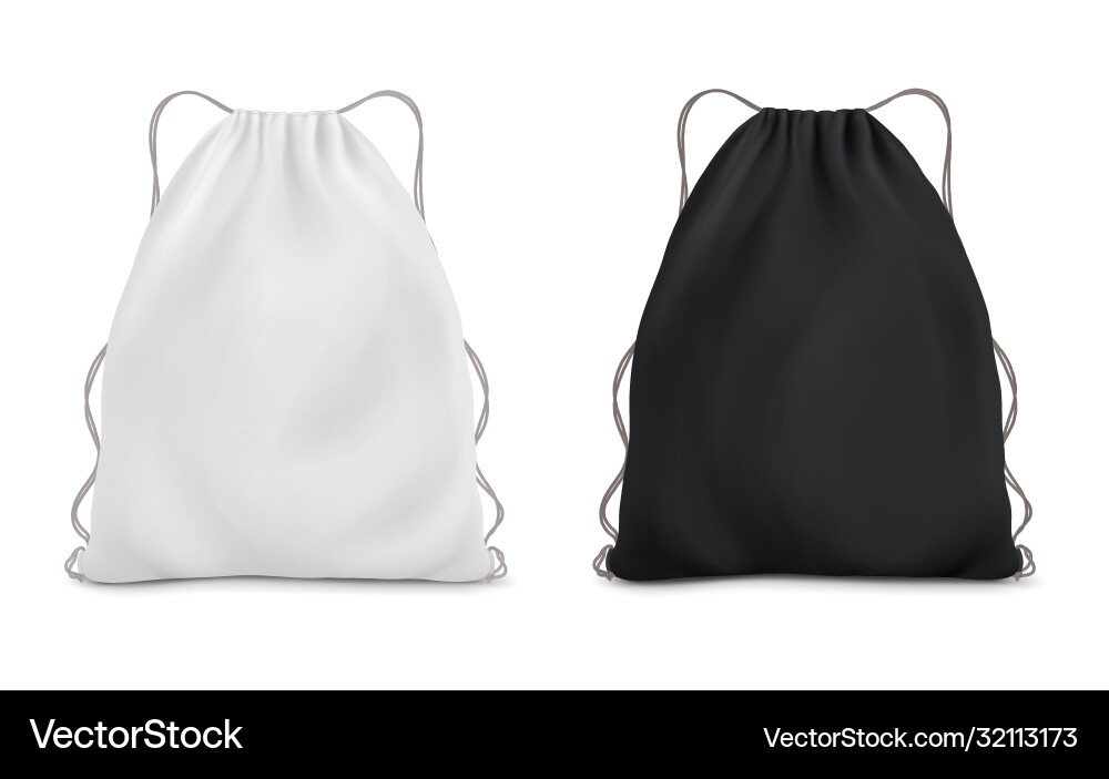 White black backpack bag on a rope sport Vector Image