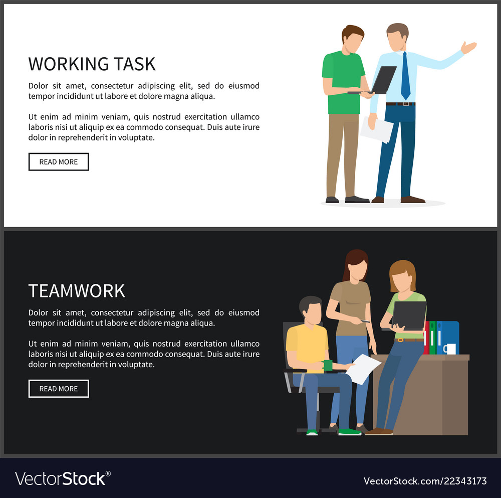 Working task and teamwork set Royalty Free Vector Image