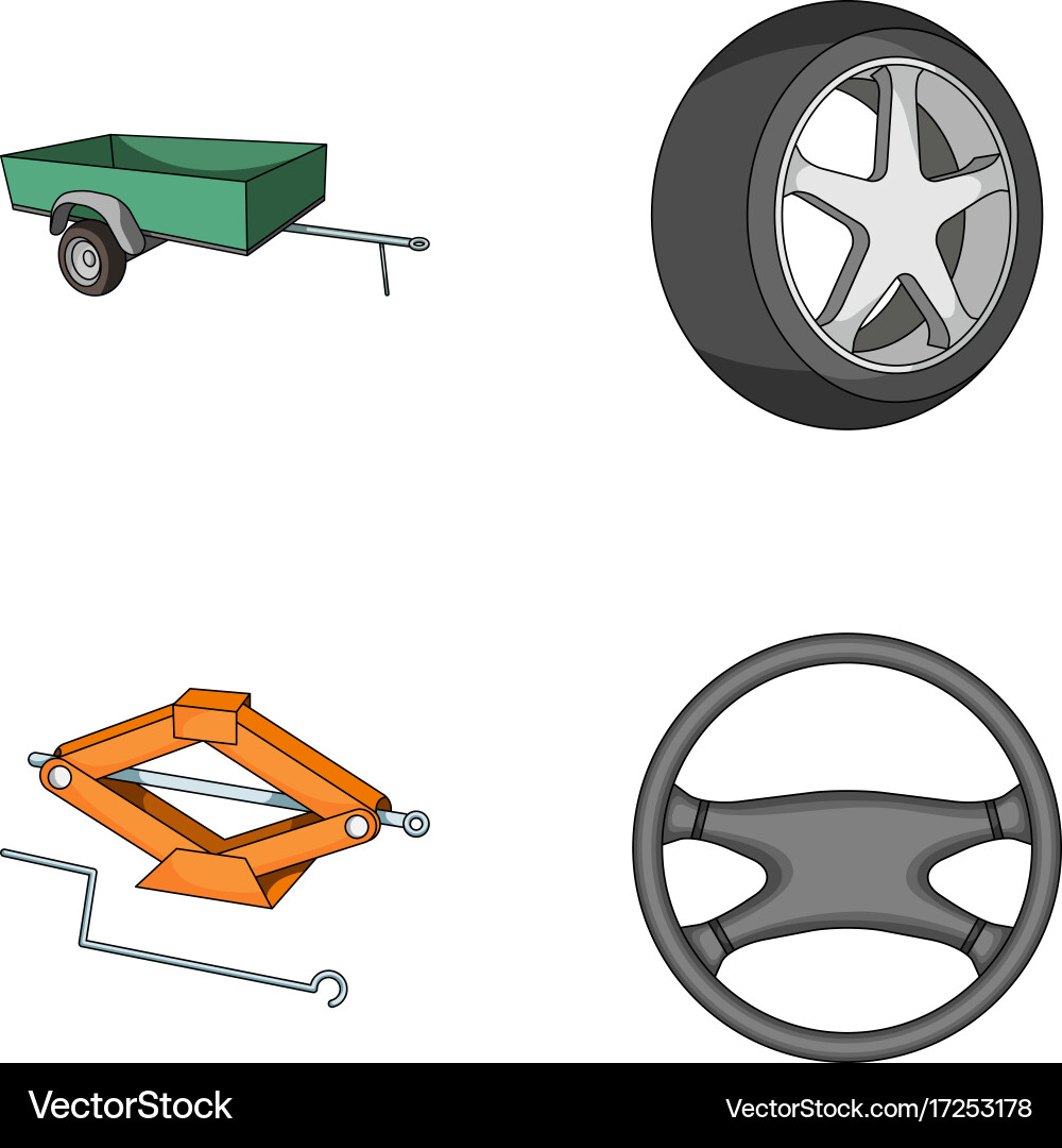 Caravan wheel with tire cover mechanical jack Vector Image