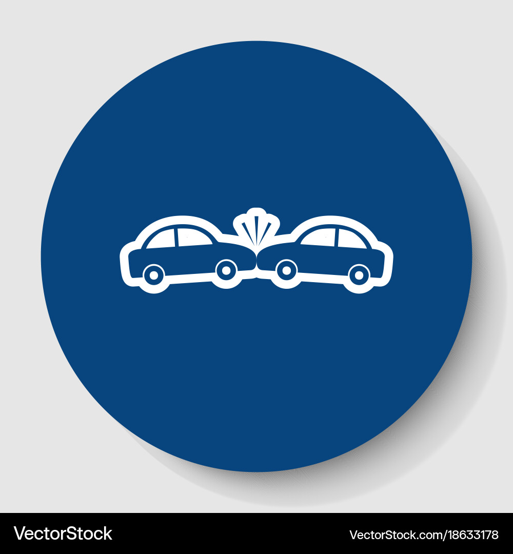 Crashed cars sign white contour icon Royalty Free Vector